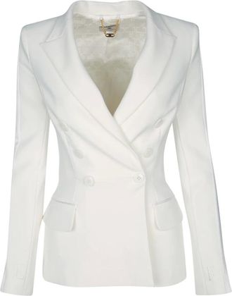 Elisabetta Franchi Femme, Vestes, Blanc, Taille: 44 FR Collection de Blazers et Gilets Élégants