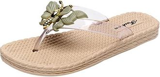 Generic Sandales dété extra larges pour femme avec pieds - Style fée rouge - Talon plat - Fond souple, Vert, 38.5 EU