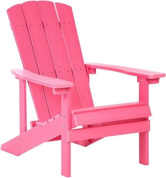 Beliani Chaise de Jardin en Plastique Effet Bois Terrasse Ext&eacute;rieur Rose Adirondack