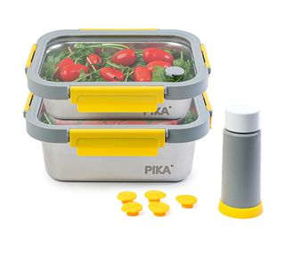 Pika | 2 St&uuml;ck Vakuumbeh&auml;lter aus Edelstahl + Vakuumierpumpe | 820 ml + 1200 ml | Mikrowelle, Backofen, Gefrierschrank | leicht & luftdicht