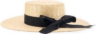 Au Printemps Paris Chapeau rond en paille &agrave; ruban