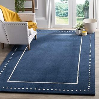 Safavieh Traditionell Teppich für Wohnzimmer, Esszimmer, Schlafzimmer - Bella Collection, Kurzer Flor, Hellblau und Elfenbein, 91 X 91 cm