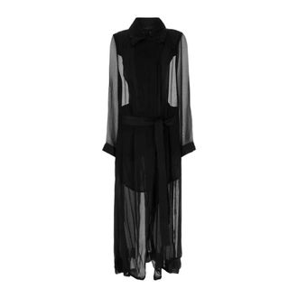 Ann Demeulemeester Schwarzer Crepe Georgine Trenchcoat - - Dresses - Damen - Schwarzk - S