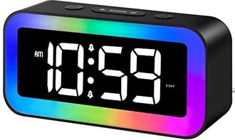 Mosuo R&eacute;veil Num&eacute;rique, Reveil Enfant Lumineux avec Veilleuse 7 Couleurs, LED Horloge Digitale, Ado Reveil Matin, avec 2 Modes dAlarme, Luminosit&eacute; R&eacute;glable,
