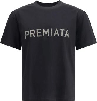 Premiata Homme, Tops, Noir, Taille: S T-shirt en coton avec impression logo
