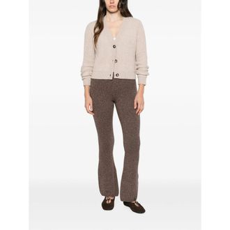 Allude Ribbed Knit Virgin Wool Cardigan - Brown