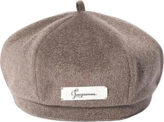Jacquemus Beret aus Schurwolle mit Eins&auml;tzen - - Accessories - Damen - Braun - 56 CM