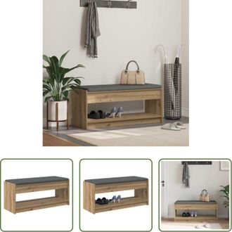 vidaXL vidaXL Sitzbank - Flurbank mit Kissen mit Regal Artisan-Eiche 103 x 38 x 45 cm