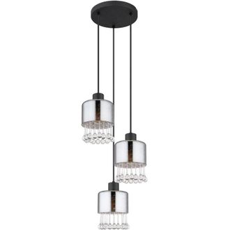 Globo Lighting Pendelleuchte H&auml;ngelampe Deckenleuchte Esszimmerleuchte Glas Kristalle Schwarz