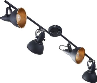 Lindby Deckenlampe Schwarz Gold, Deckenstrahler Metall schwenkbar & drehbar 4 x E14 max. 40W ohne Leuchtmittel Deckenleuchte Deckenspot