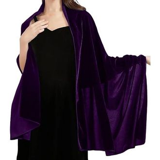 Generic Châle et écharpe en velours pour femme - Pour mariage, demoiselle dhonneur, soirée, bal de fin dannée, accessoires de robe, violet, Taille unique