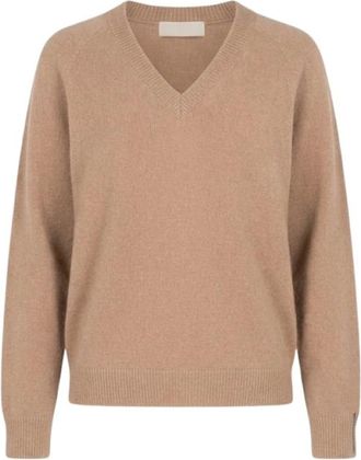 PESERICO Pull &agrave; col en V et manches raglan - Femme - Pulls - Beige - Taille: 46 FR