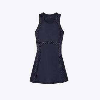 Tory Burch Tankkleid aus Mesh mit T-Monogramm