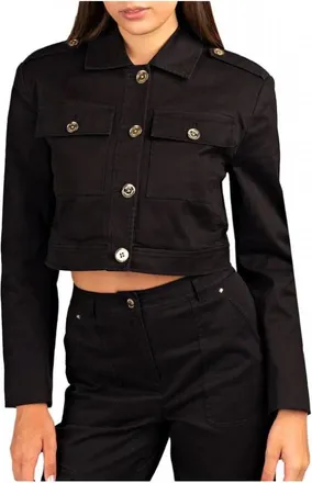 Michael Kors Femme, Vestes, Noir, Taille: 36 FR Veste Courte Stretch en Coton