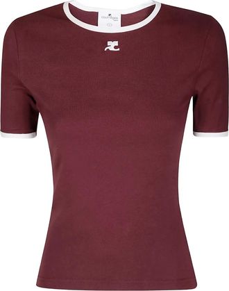 Courrèges t-shirt à logo imprimé - Rouge