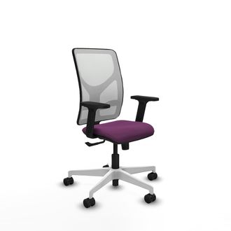 Piqueras y Crespo Schreibtischstuhl Home Office mit 2D-Armlehnen, h&ouml;henverstellbare Lendenwirbelst&uuml;tze, ausgestattet mit 3 Positionen und Schneideschaum, Wei&szlig;/Violett