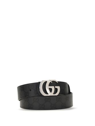 Gucci Mens Belt Cut Gg Marmont Black Black-Black Calf Leather Black/black