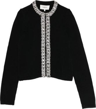 BA&SH Femme, Pulls, Noir, Taille: 36 FR Louna Diamante Knit Cardigan