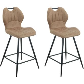 M&S Collection Lot de 2 chaises de bar 47x50x95 cm en tissu camel - LORYX