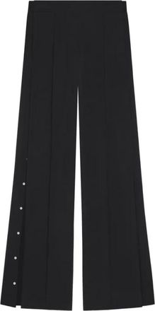 Courr&egrave;ges Pantalon &Eacute;vas&eacute; &agrave; Boutons-Pression en Serg&eacute; - Femme - Pantalons - Noir - Taille: 40 FR