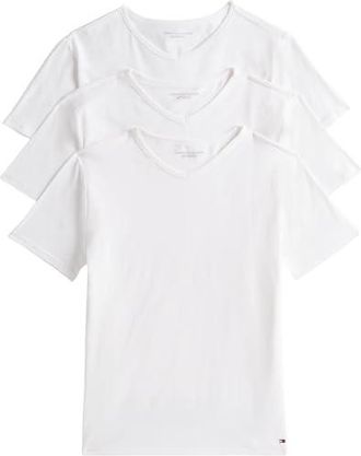 Tommy Hilfiger T-Shirts Manches Courtes Lot de 3 Homme Stretch Col en V, Blanc (White/White/White), XXL