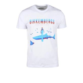 Dirk Bikkembergs Homme, Tops, Blanc, Taille: 3XL T-shirt coton &eacute;lasthanne