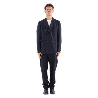 Santaniello Eleganter Woll-Zweiteiler mit Doppelknopfreihe - - Suits - Herren - Blau - L