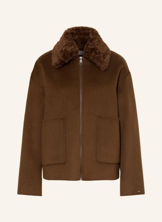 Tommy Hilfiger Kastenjacke Mit Abnehmbarem Kunstfell-Kragen braun