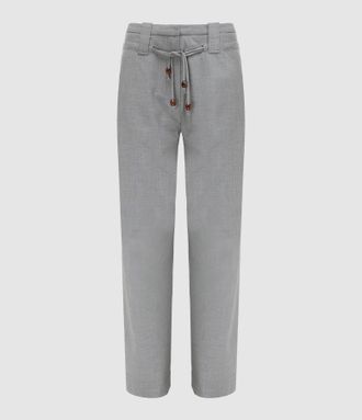 Ganni Pantalon Drapey Mid-High Gris