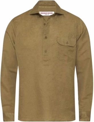Orlebar Brown Homme, Chemises, Vert, Taille: M Chemise Overhead en Lin et Coton Vert