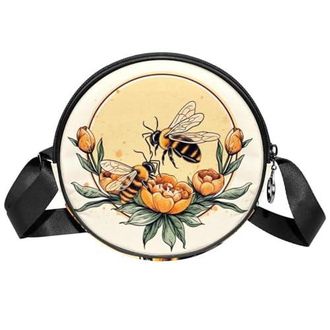 Generic Sac &agrave; bandouli&egrave;re Circle pour femme, petit sac &agrave; bandouli&egrave;re avec fermeture &eacute;clair, bretelles r&eacute;glables, sac &agrave; main rond d&eacute;contract&eacute; pour femmes et fi