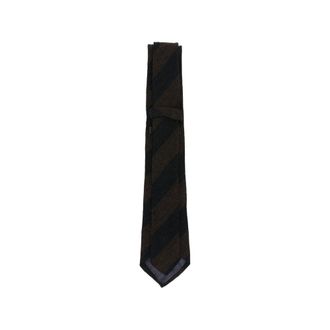 Tagliatore Wool Diagonal-Striped Necktie - Blue