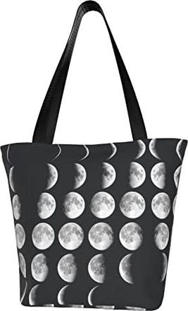 AOOEDM Phase de lune sac d&eacute;picerie r&eacute;utilisable sac &agrave; provisions sac &agrave; bandouli&egrave;re d&eacute;contract&eacute; sac &agrave; main pour hommes femmes sac de march&eacute; ECO sac de plage f
