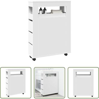 vidaXL vidaXL Holzschrank - Badschrank Schmal mit Rollen Wei&szlig; Holzwerkstoff