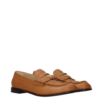 Miu Miu Womens Brown Leather Slip-On Loafers