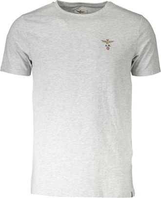 Aeronautica Graues Baumwoll-Logo-T-Shirt - - Tops - Herren - Grau - 2XL