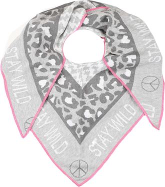 Zwillingsherz Dreieckstuch Stola Schal mit Wolle für Damen - Hochwertiges Baumwoll-Halstuch im Leo Hahnentritt Muster - XXL-Damenschal