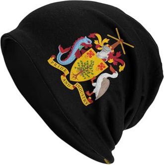 Generic Unisexe Bonnet &Agrave; Revers Armoiries De La Barbade Bonnet dhiver Mode Bonnets Tricot&eacute; Classique Bonnets De Ski pour Course Quotidien Hiver