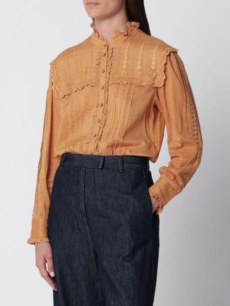 Isabel Marant Chemise en coton avec col &agrave; volants et broderies