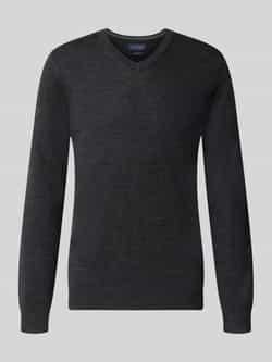 Christian Berg Strickpullover aus Woll-Mix mit V-Ausschnitt