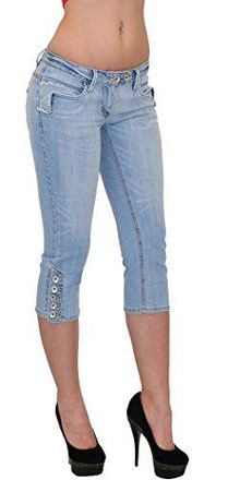 ESRA Pantacourt Femme Jean Capri Pantalon Jeans pour Femmes H11