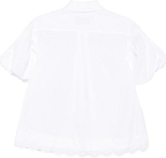 Simone Rocha Scalloped Puff Sleeve Cotton Shirt - White