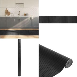 vidaXL Teppich Rechteckig Grau 80x400 cm Bambus - Bambus Teppich - Grauer Teppich - Wohnraumteppich - Flurmatte - Rutschfester Teppich - Home & Living