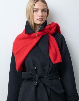 Abercrombie & Fitch Trenchcoat aus Wollmix mit G&uuml;rtel in Schwarz