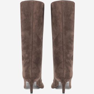 Amina Muaddi Womens Fiona Suede Boots Brown