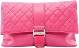 Chanel Sac pochette matelass&eacute; en cuir dagneau Pre-owned - Femme - Pre-owned - Rose - Taille: ONE Size