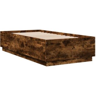 vidaXL Bettgestell mit led Räuchereiche 90x190 cm Holzwerkstoff Vidaxl