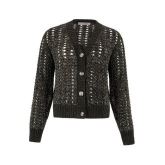 D.exterior Cashmere Cardigan - - Knitwear - Damen - Schwarzk - L