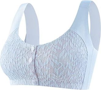 Generic Soutien-gorge tendance d&eacute;contract&eacute; sexy en dentelle sur le devant avec boutons sans jantes, grande taille, 2026, bleu, 3XL