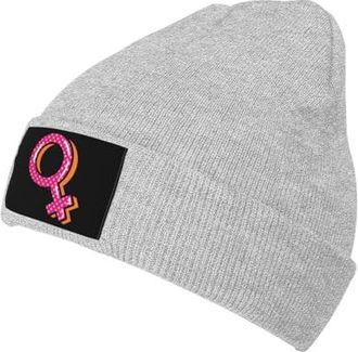 Generic Tricoté Bonnet Symbole du Genre Féminin Chaud Bonnet Hiver Chaud Tricot Unisexe Chapeau dhiver Tricoté pour Adultes Cyclisme Ski